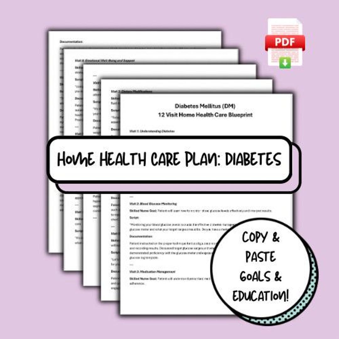 Comprehensive DIABETES Home Health Nursing Care Plans: Customizable ...