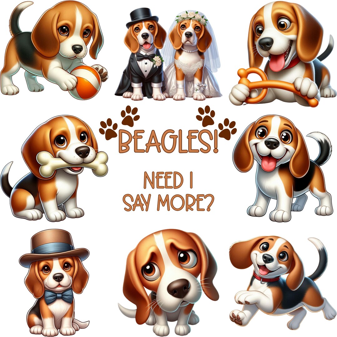 55 Beagles Clipart PNG and SVG Sublimation Bundle Digital Download ...