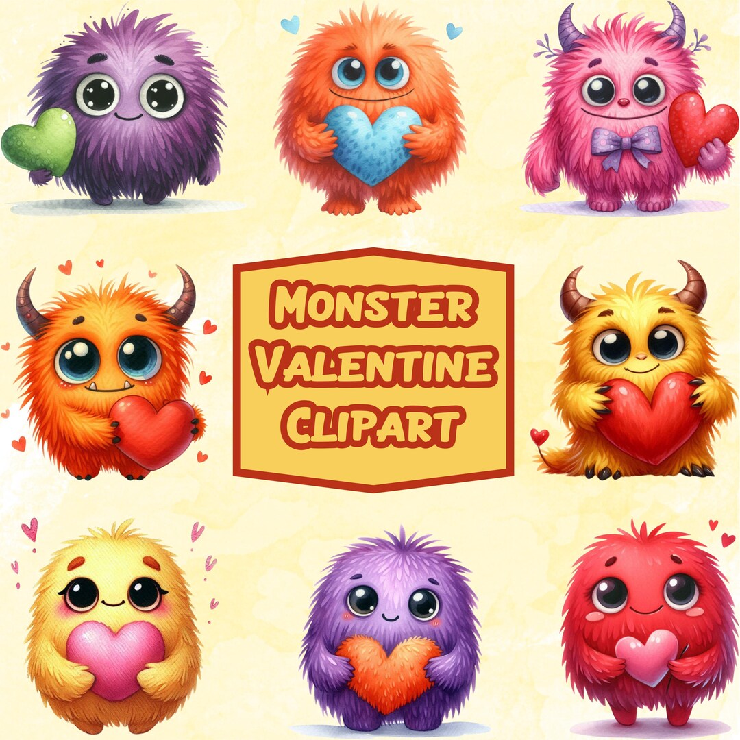 70 Monster Valentine Clipart PNG and SVG Sublimation Bundle Digital ...