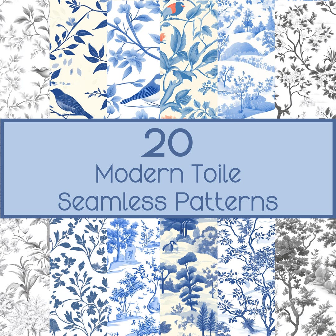 20 Modern Toile Seamless Pattern PNG Bundle Download Vintage-modern ...