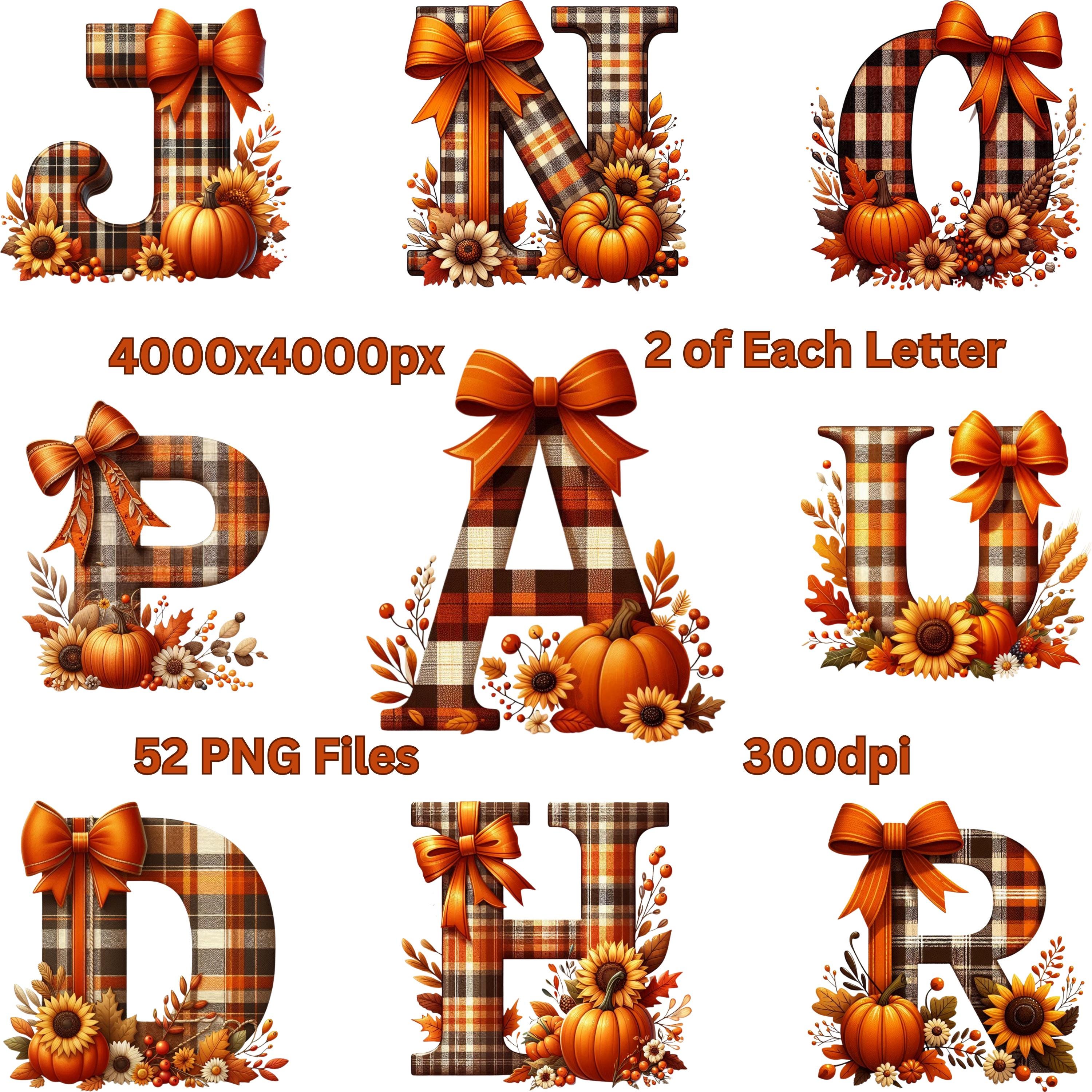 Plaid Alphabet PNG Clipart Bundle: Autumn Fall Thanksgiving Letters ...
