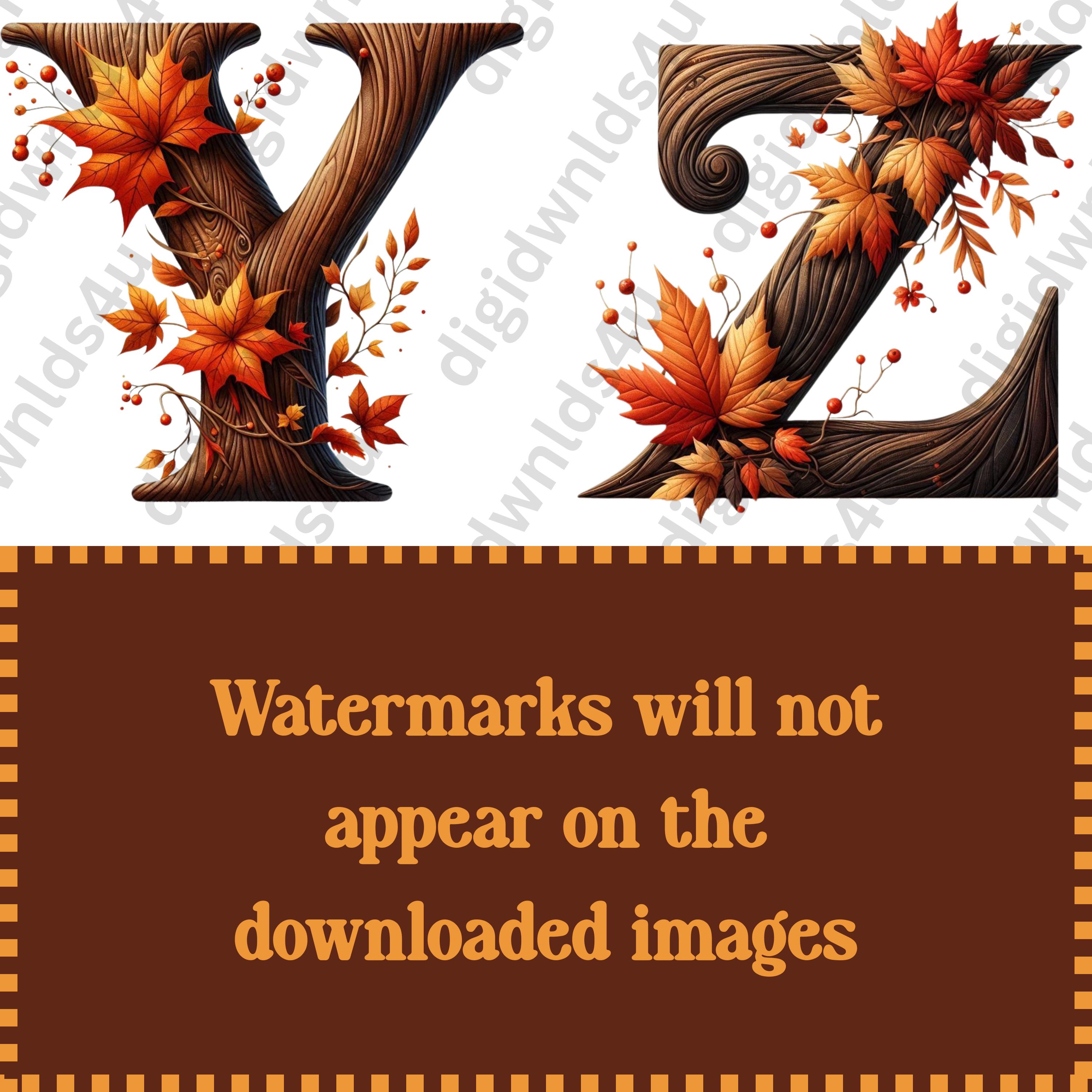 Autumn Alphabet Clipart Bundle: Fall Leaves PNG, Commercial Use ...