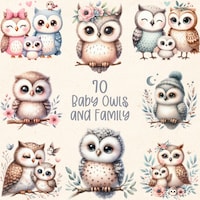 Baby Owl Clipart, Owls Clipart Set, Owl Graphics, Cute Owl Clip Art ...
