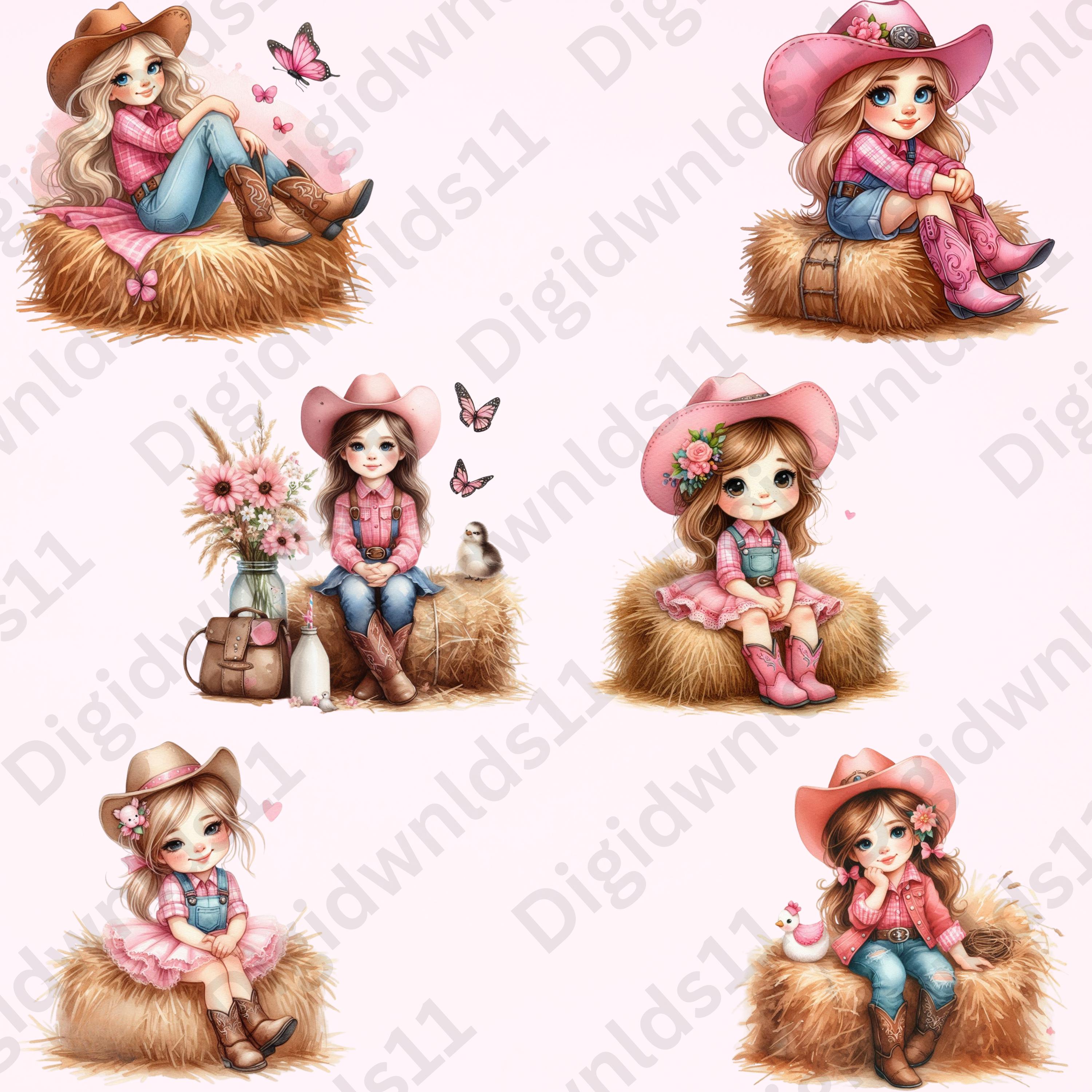 Pink Cowgirl Clipart Bundle: Western Nursery Art (digital Download ...