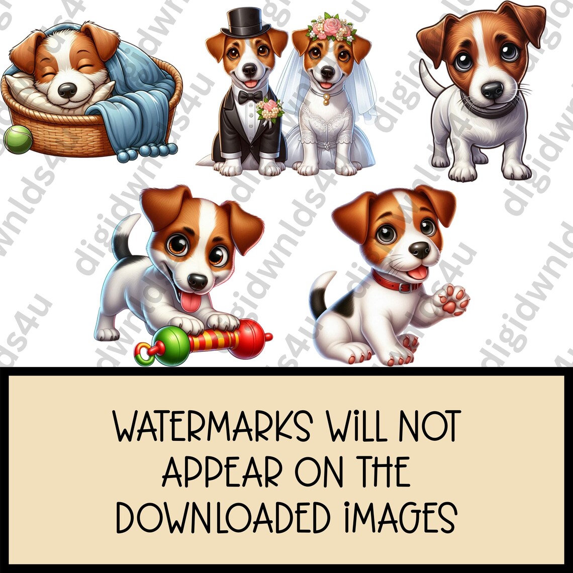 Jack Russell Terrier Clipart Bundle: 50 PNG Dog Graphics (commercial ...