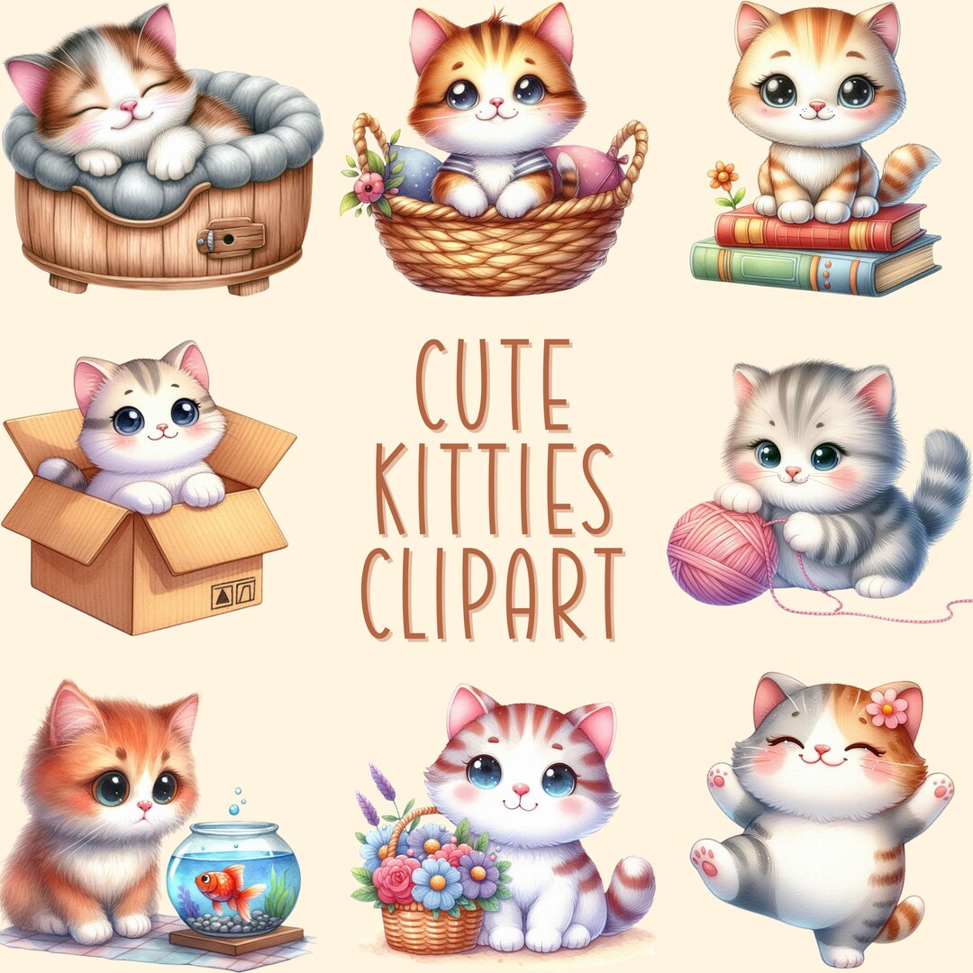 Kittens Clipart Bundle – Feline PNG Designs, Commercial Use (digital ...