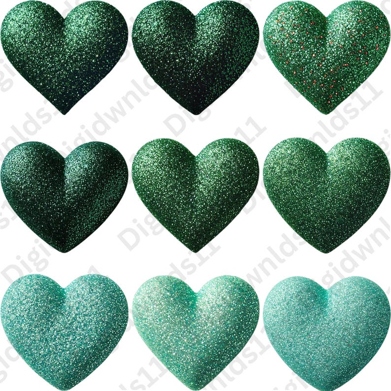 Glitter Hearts Clipart PNG Bundle: Commercial Use (digital Download) - Etsy