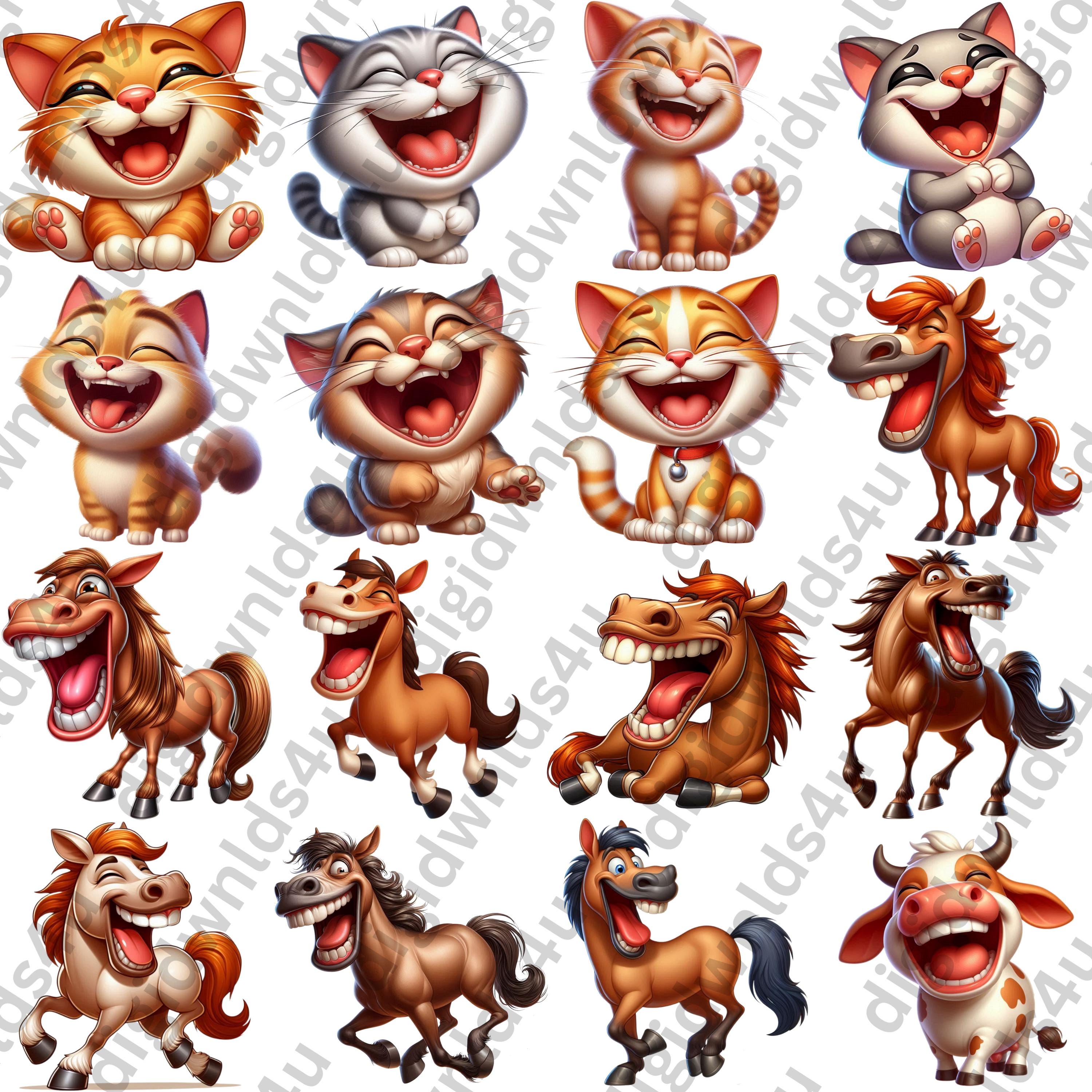 Funny Farm Animals Clipart Bundle: PNG Files for Sublimation (digital ...