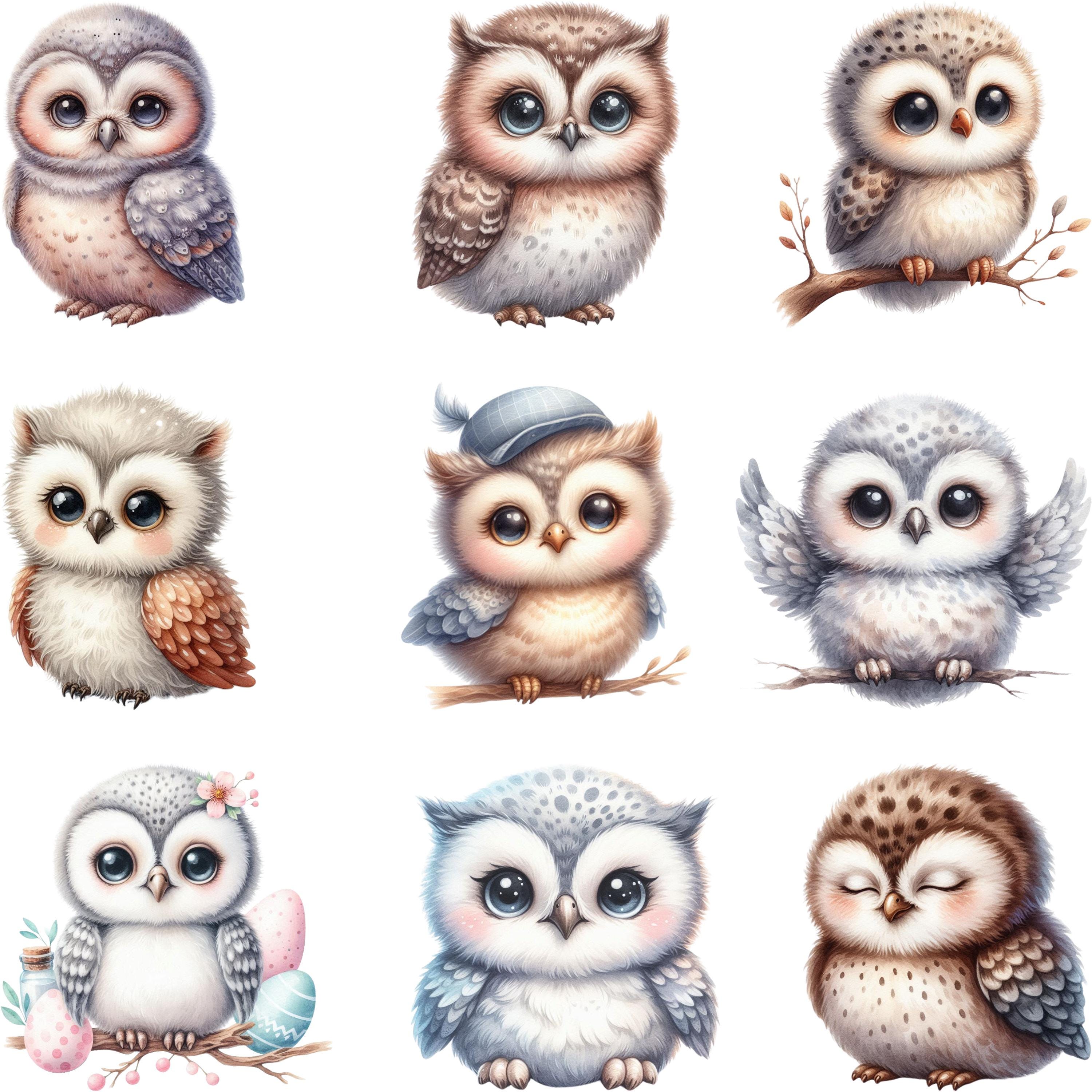 Baby Owls Clipart Bundle: Nursery Art PNG (commercial Use, Digital ...