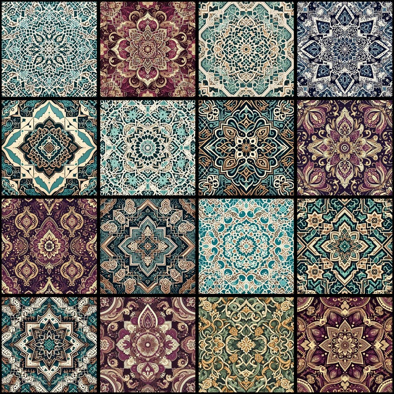 130 Moroccan Seamless Pattern PNG Sublimation Bundle Digital Download ...