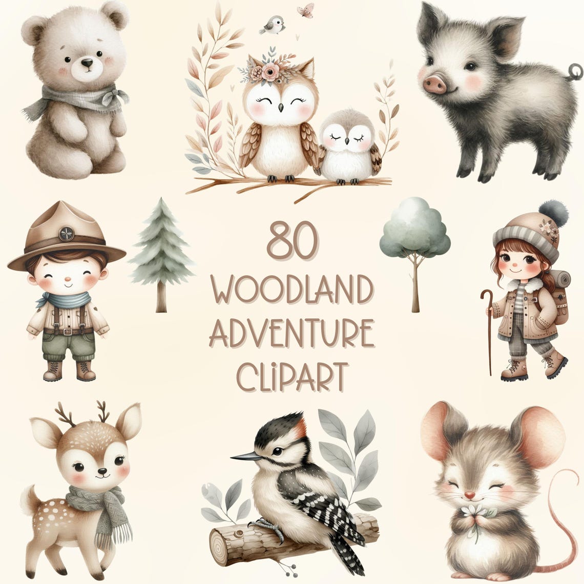 Woodland Animals Clipart Bundle: Nursery Art Png(digital Download ...