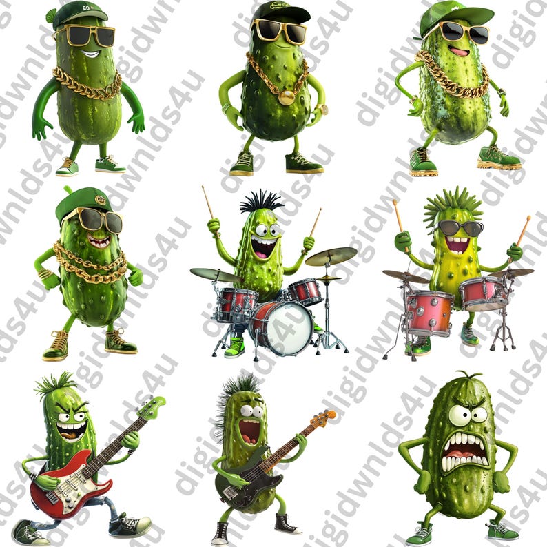 Funny Pickles Clipart and Sublimation PNG Bundle: Commercial & POD Use ...