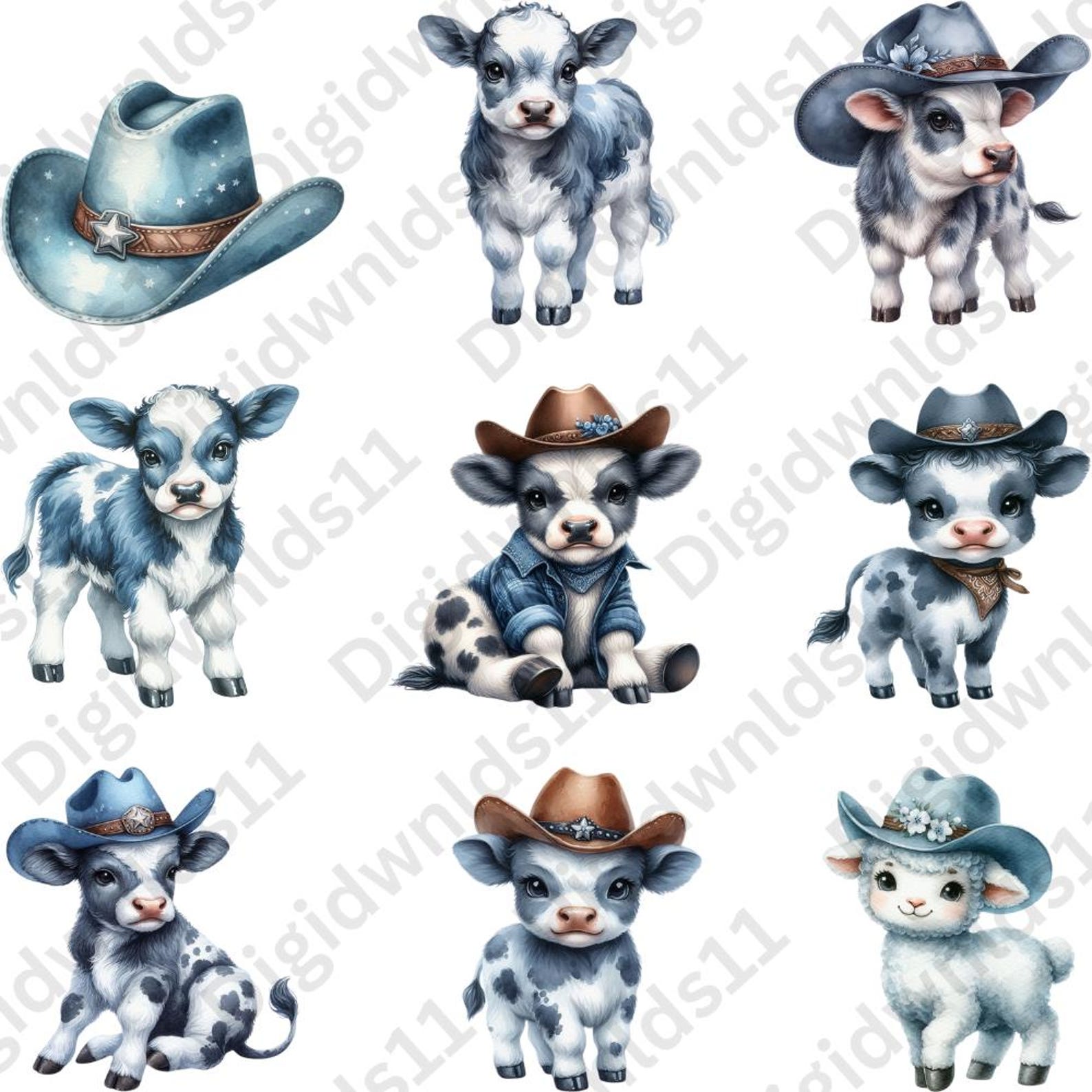 Lil Cowboy Clipart Bundle: Western Nursery Art (PNG Digital Download ...
