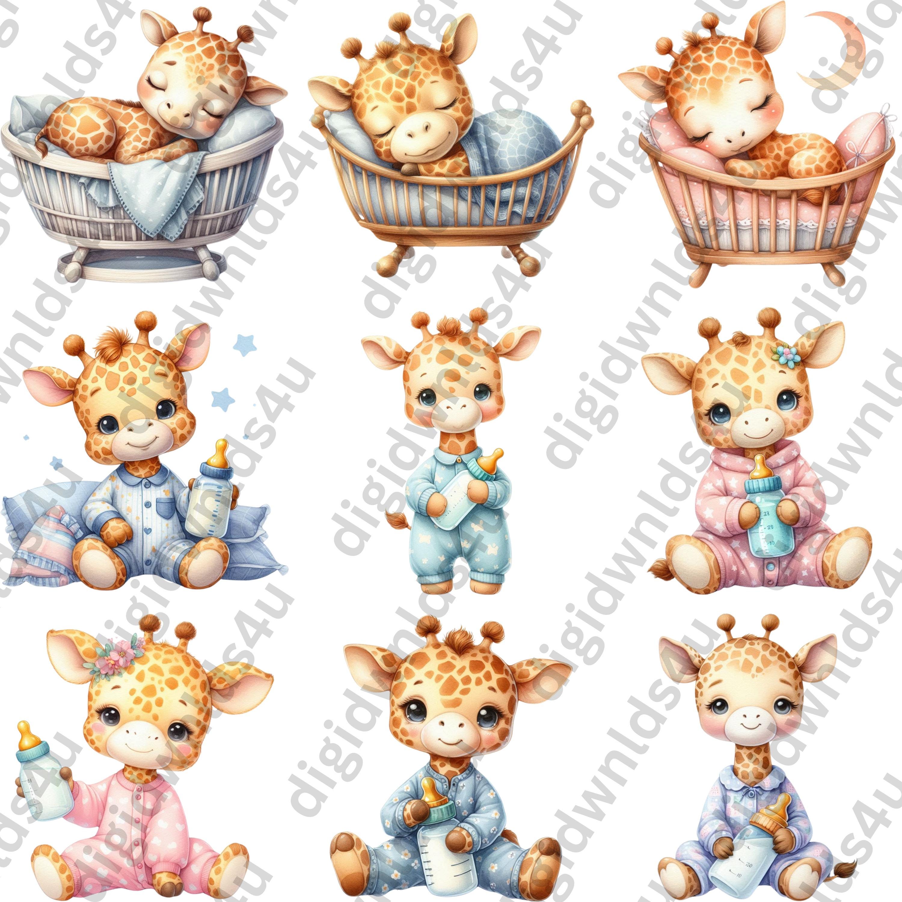 Watercolor Baby Giraffe Clipart Bundle: Nursery Art PNG Images (digital ...