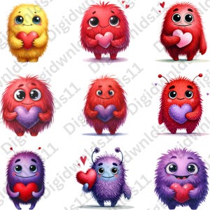 70 Monster Valentine Clipart PNG and SVG Sublimation Bundle Digital ...