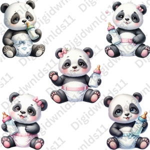 30 Watercolor Baby Panda Clipart Bundle PNG and SVG Sublimation ...