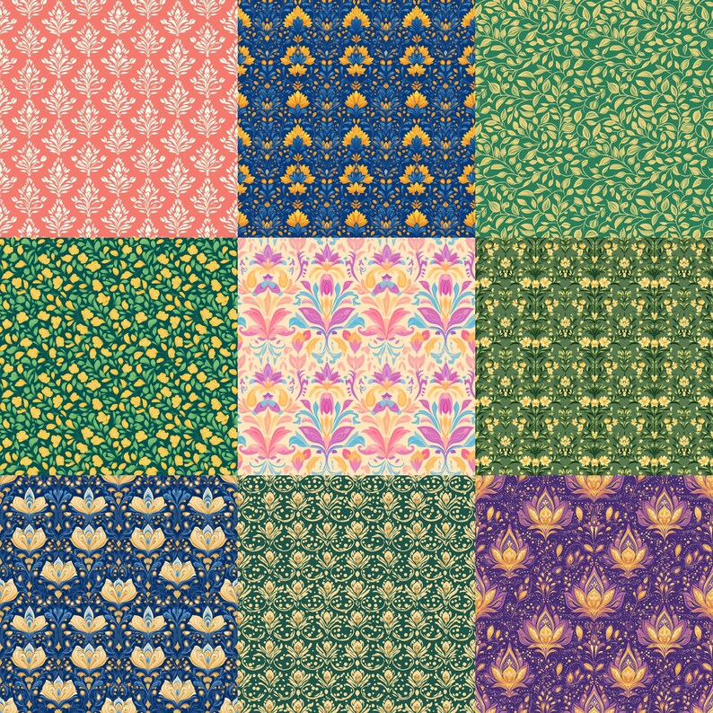 60 Essence of India Seamless Patterns: Sari Motif Designs (digital ...