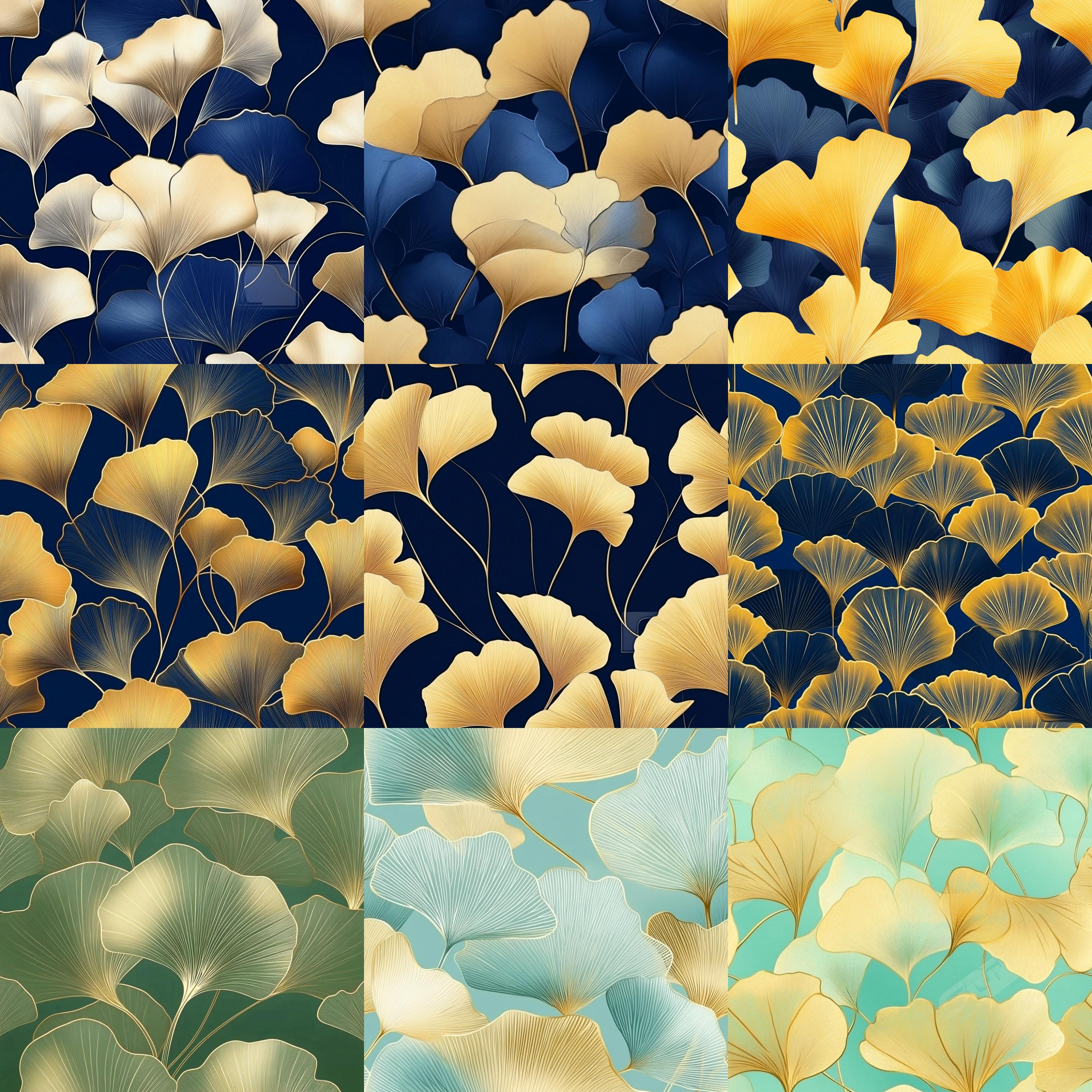 60 Ginkgo Biloba Seamless Patterns PNG Digital Download Bundle Gingko ...
