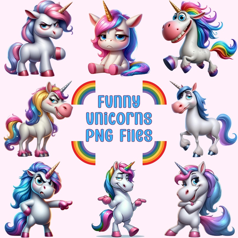 Funny Unicorn Clipart - Etsy
