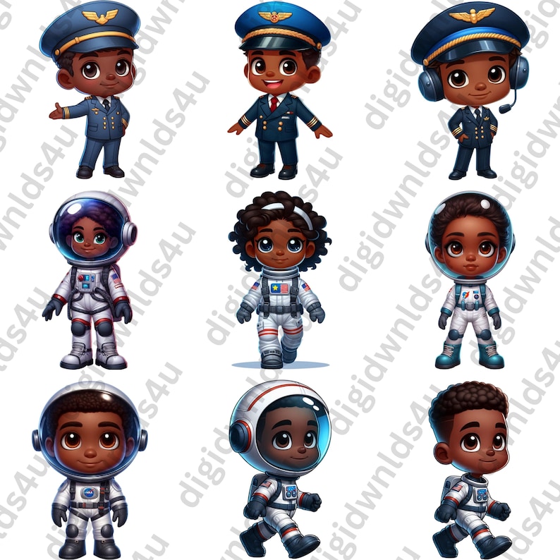 Black Children Professions PNG Clipart Bundle: Afro Careers Images ...