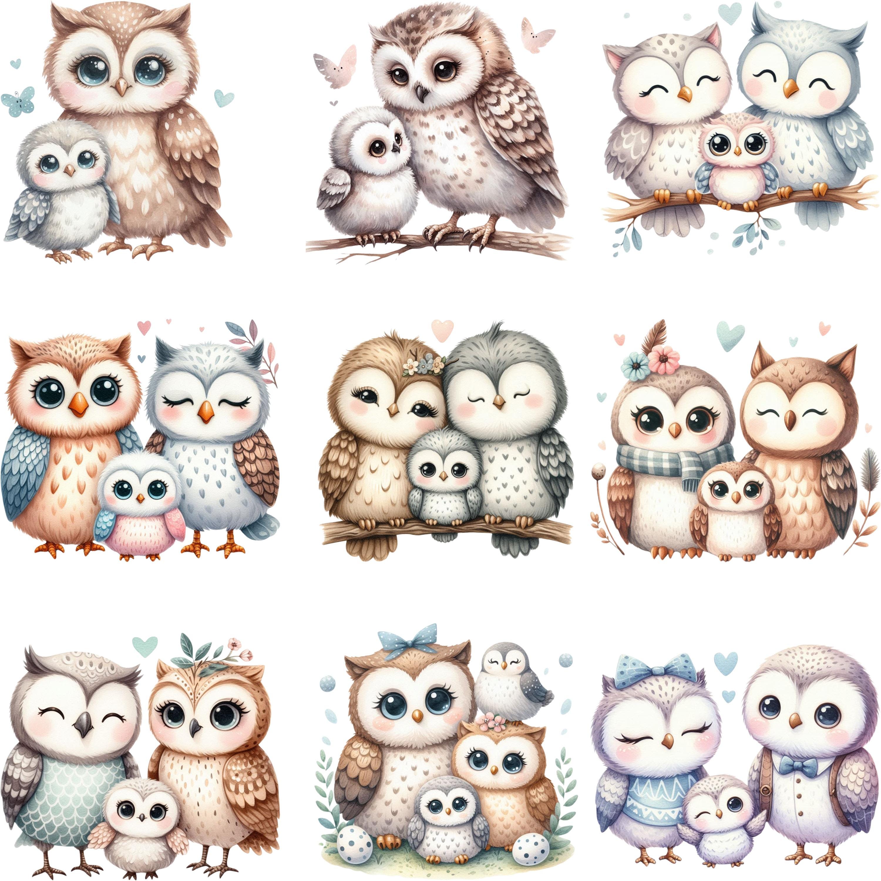 Baby Owls Clipart Bundle: Nursery Art PNG (commercial Use, Digital ...