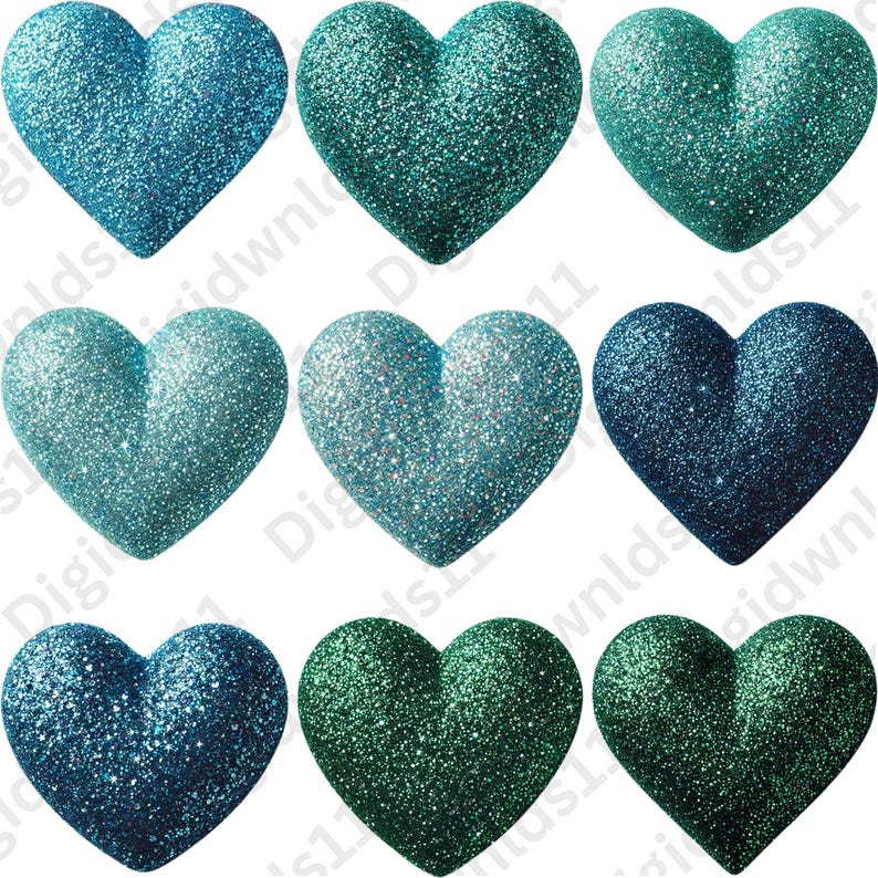 Glitter Hearts Clipart PNG Bundle: Commercial Use (digital Download) - Etsy