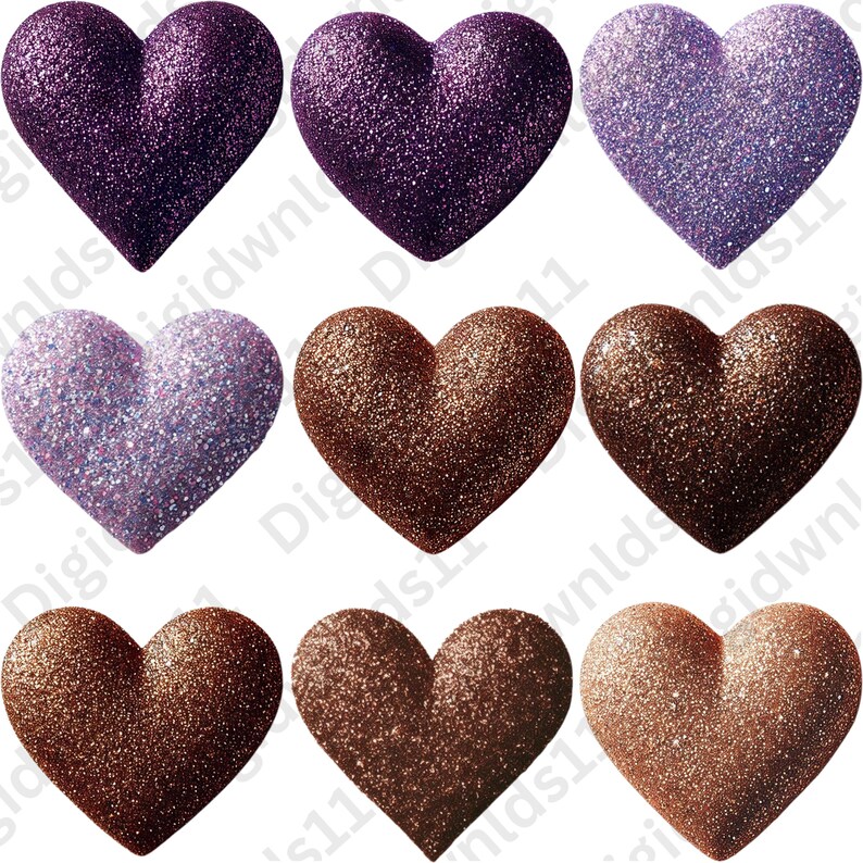 Glitter Hearts Clipart PNG Bundle: Commercial Use (digital Download) - Etsy
