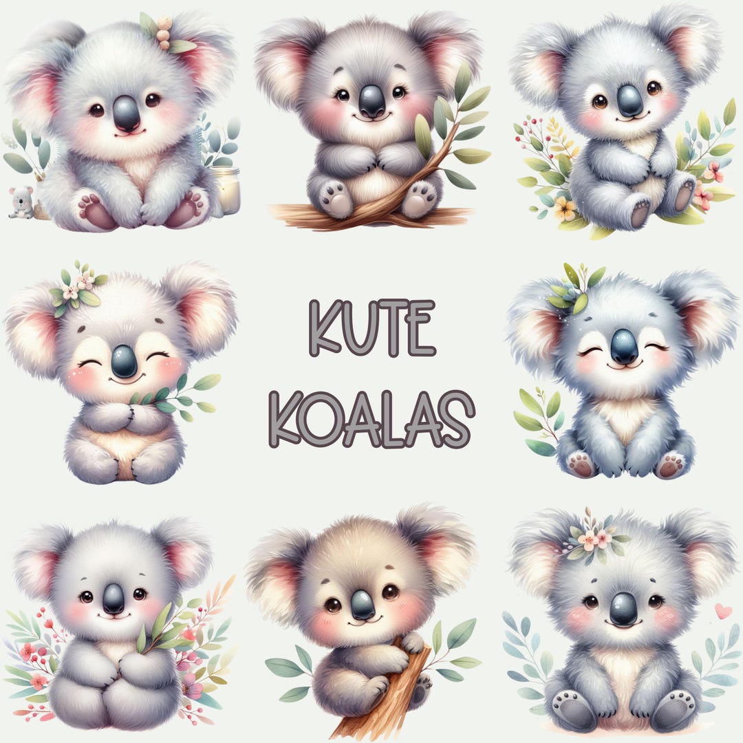 25 Kute Koalas Clipart PNG Sublimation Bundle Digital Download - Aussie ...