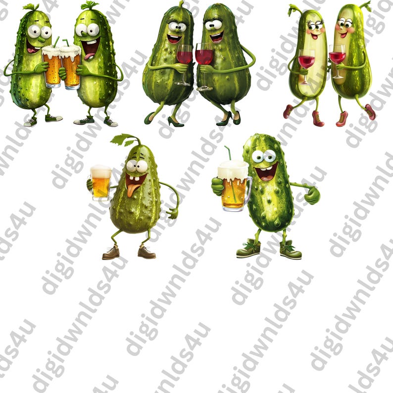 Funny Pickles Clipart and Sublimation PNG Bundle: Commercial & POD Use ...