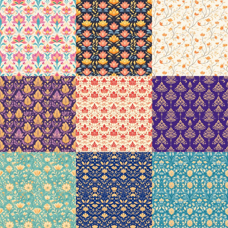 60 Essence of India Seamless Patterns: Sari Motif Designs (digital ...