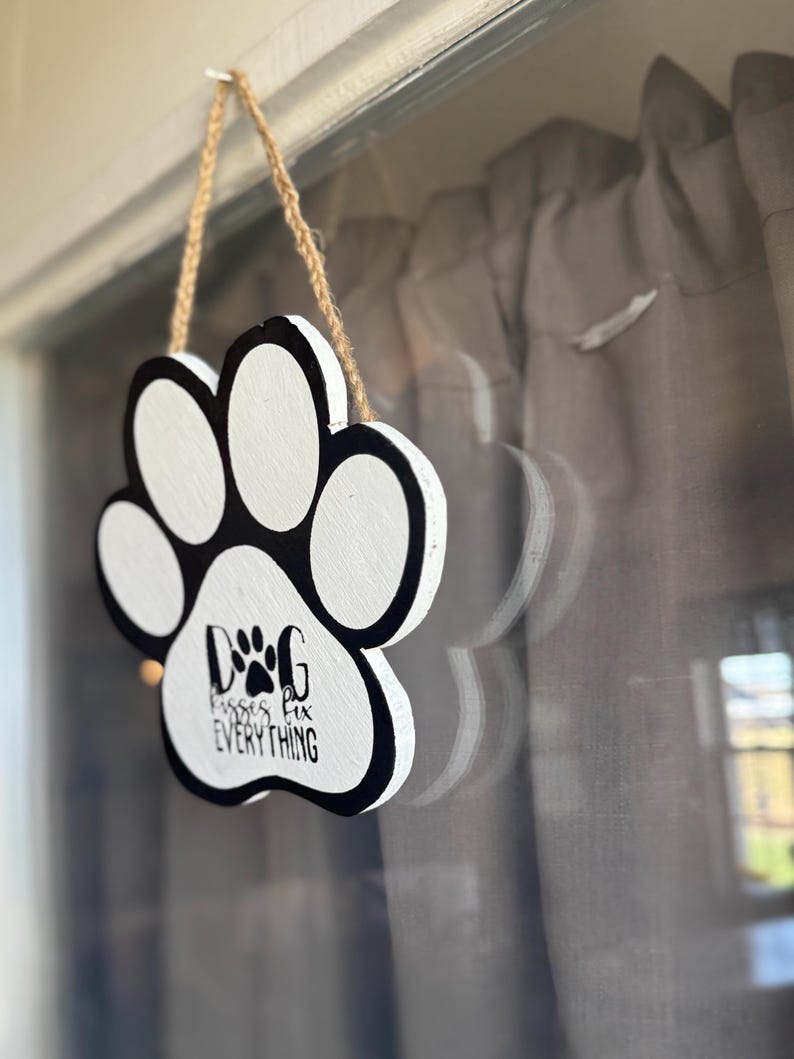 Paw Print Hand-painted Wooden Sign – Perfect for Pet Lovers’ Home Decor ...