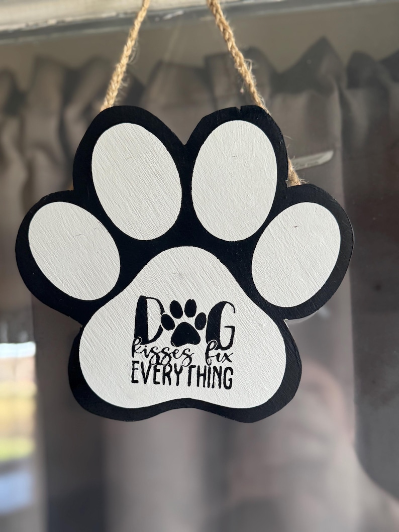 Paw Print Hand-painted Wooden Sign – Perfect for Pet Lovers’ Home Decor ...
