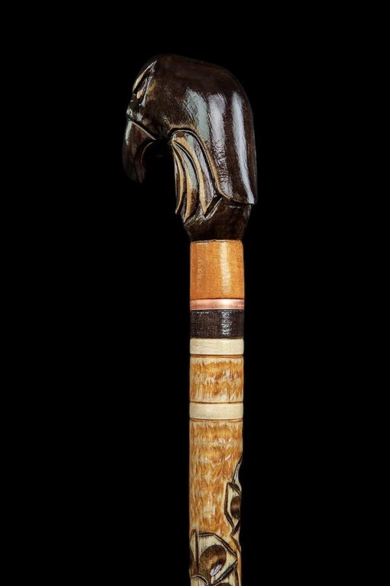 Celtic Raven Cane Walking Stick Raven Head Cane Carved Wooden Stick ...