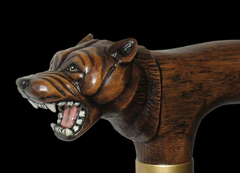 Victorian Dog Walking Stick Handcrafted Cane Mobility Aid for Elderly ...