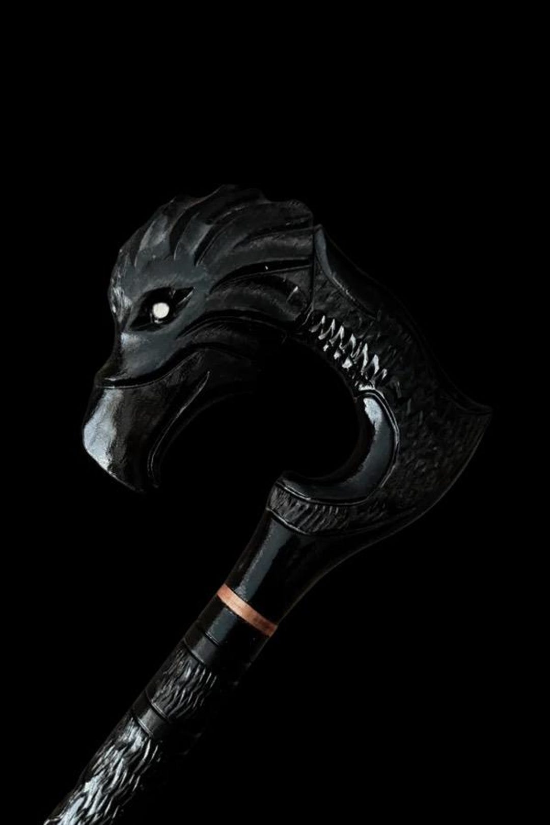 Black Walking Cane Raven Walking Stick Raven Cane Fantasy Cane Wood ...