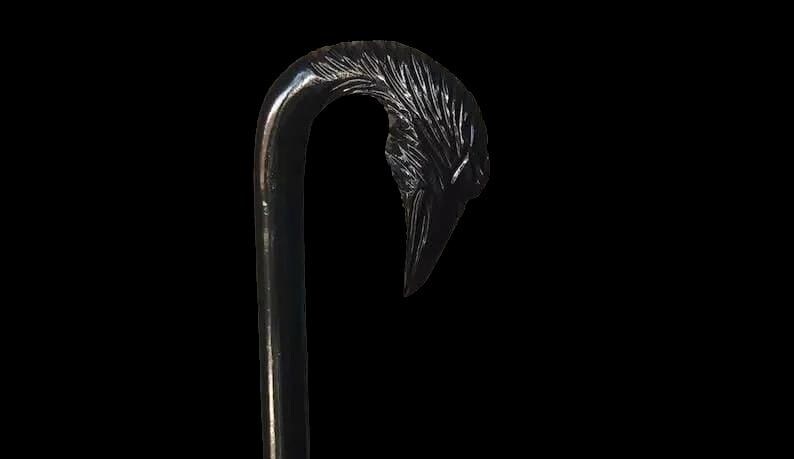 Walking Cane Black Raven Cane Walking Stick Wood Wooden Cane Handcarved ...
