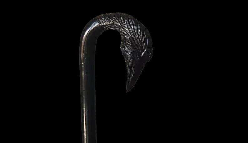 Walking Cane Black Raven Cane Walking Stick Wood Wooden Cane Handcarved ...