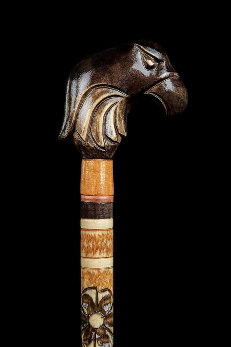 Celtic Raven Cane Walking Stick Raven Head Cane Carved Wooden Stick ...