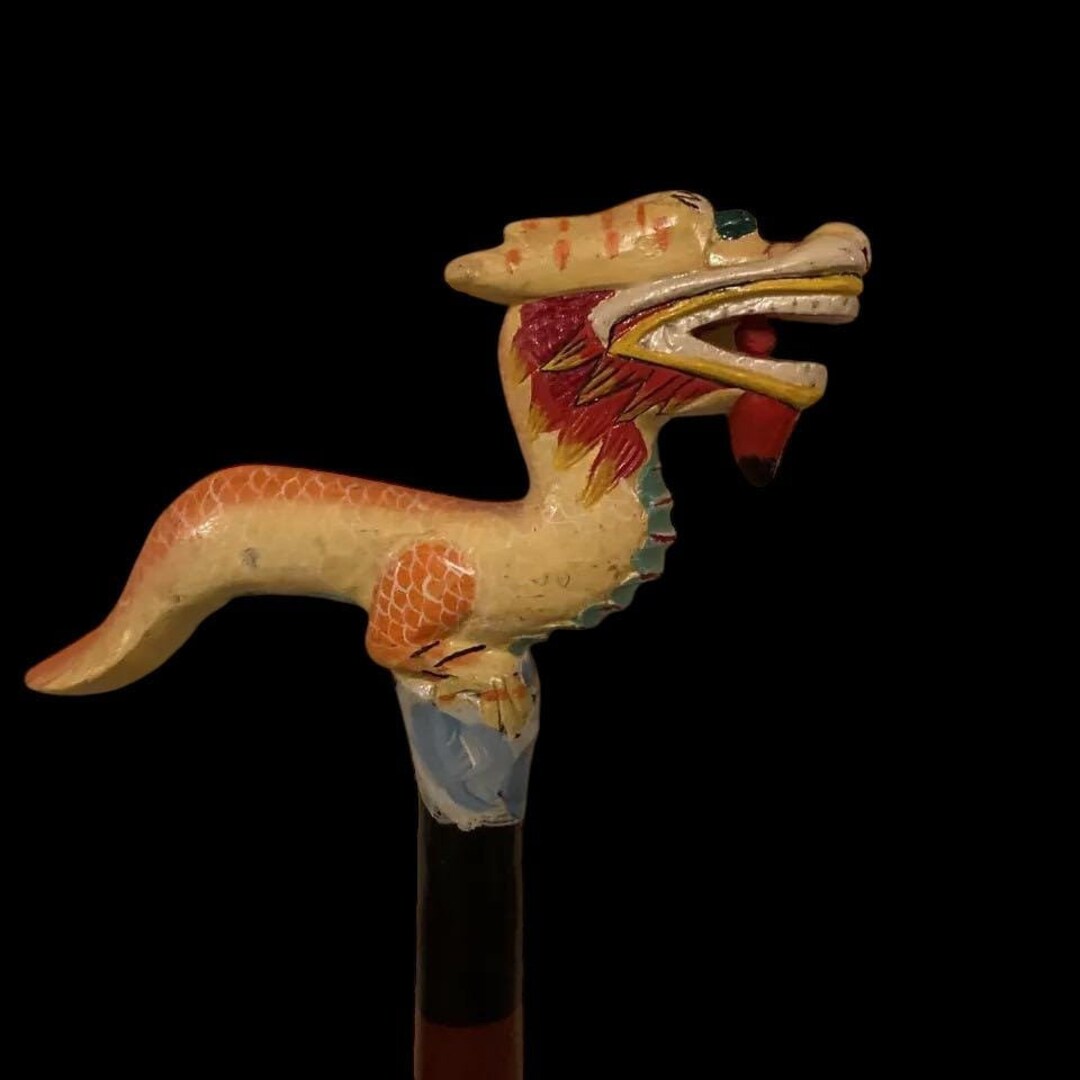 Chinese Dragon Cane Wooden Walking Stick Ergonomic Palm Grip Handle ...