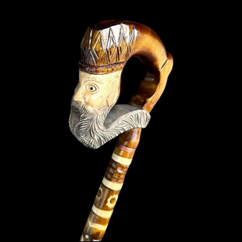 King Wooden Walking Stick Victorian Cane Medieval Cosplay Accessory ...