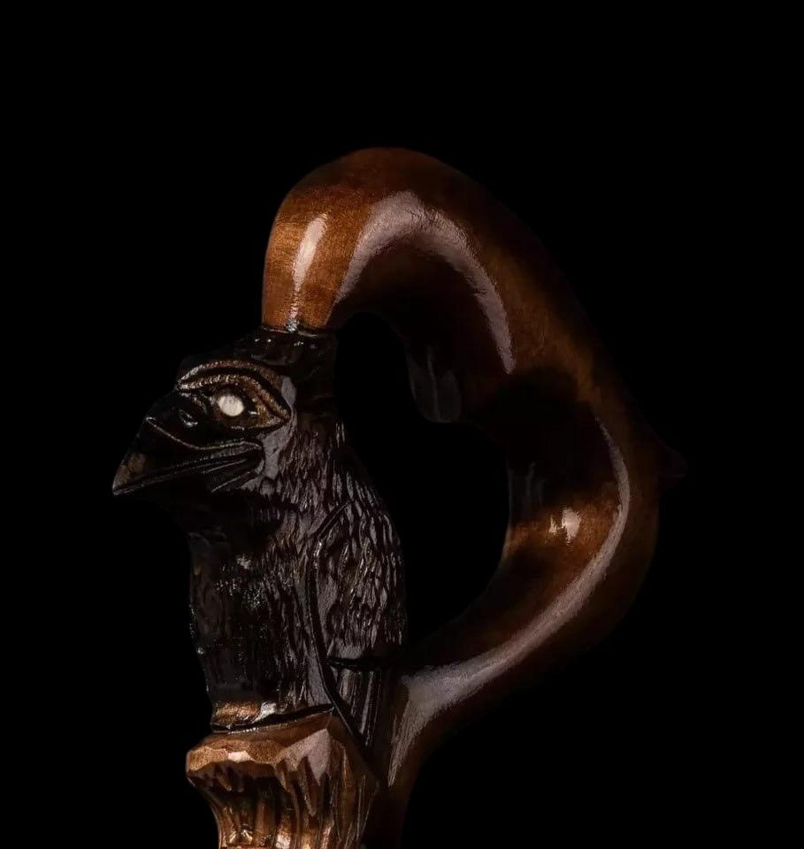 Walking Stick Raven Handle Wooden Carved Walking Cane Odin Crow Wood ...