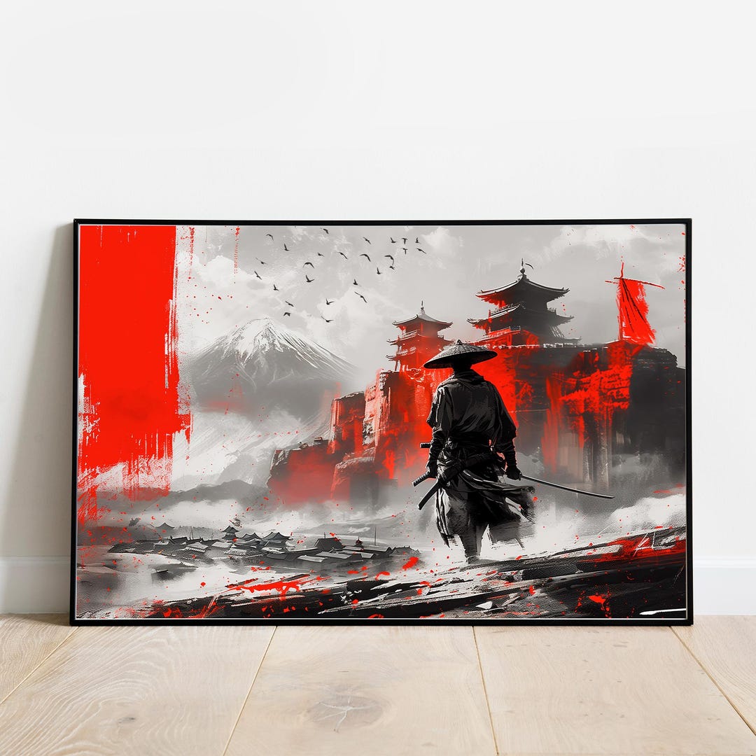 Samurai Poster, Japan Print, Feudal Japan Art, Dark Fantasy, Ronin ...