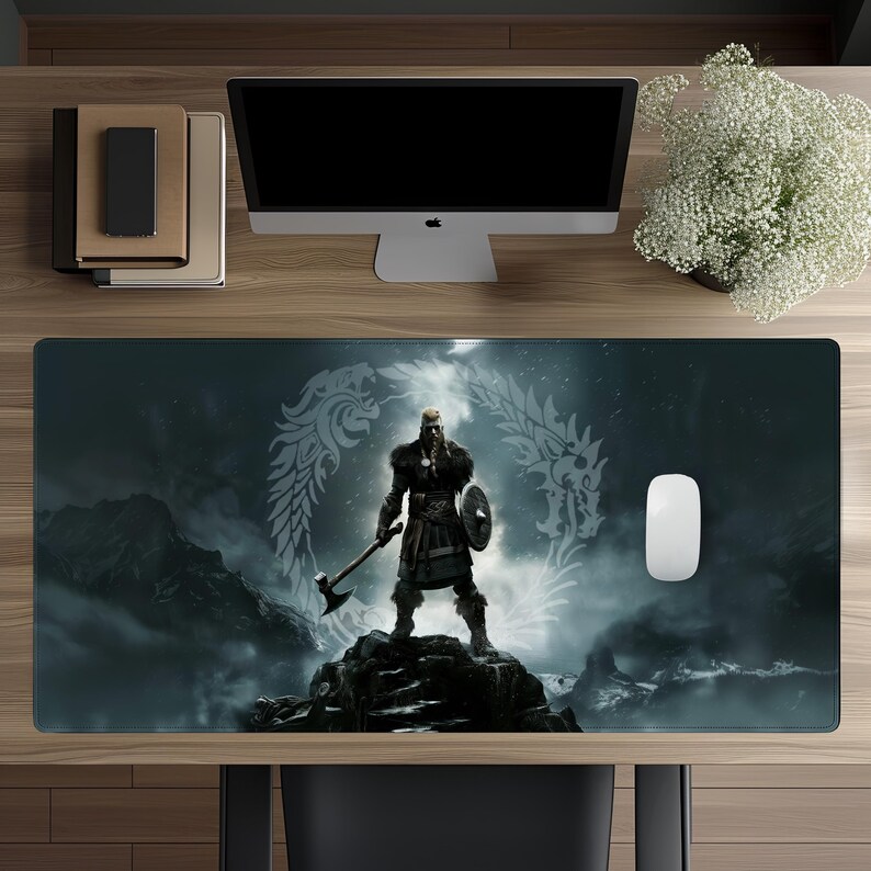 Viking Gaming Desk Mat, Medieval Fantasy Mouse Pad, Northman, Viking ...