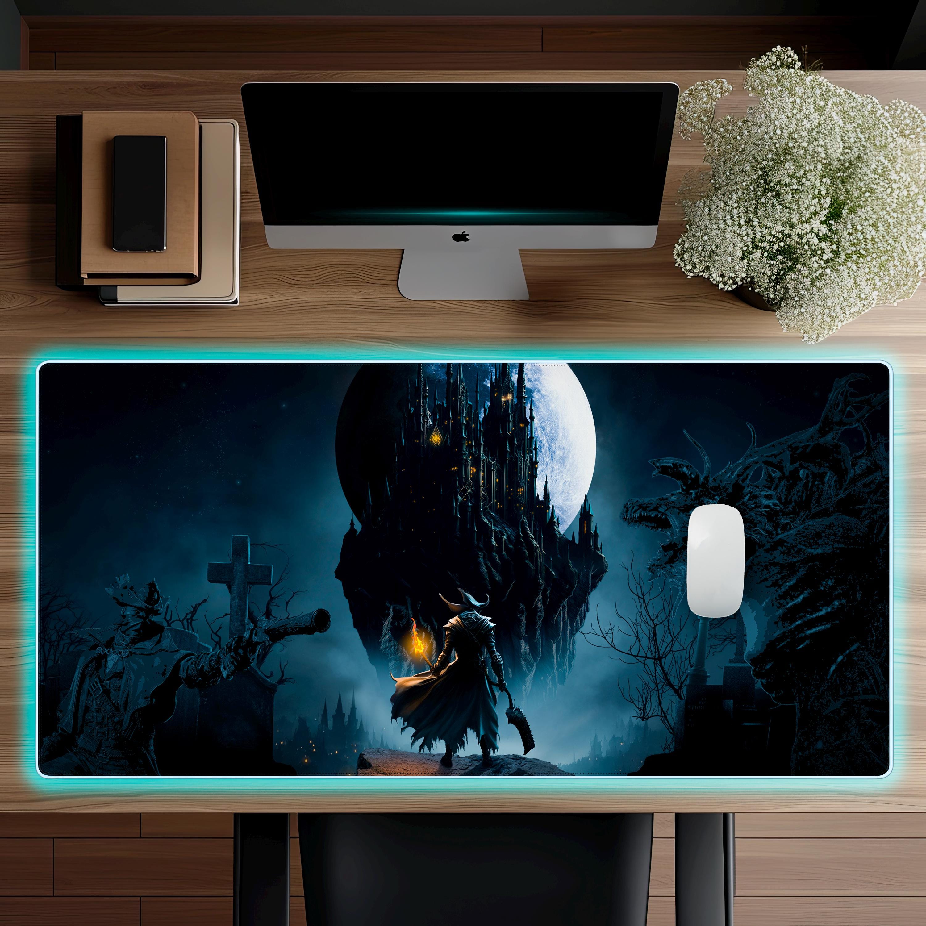 Dark Fantasy LED RGB Gaming Mouse Pad, Blood Moon, Video Game Inspired ...