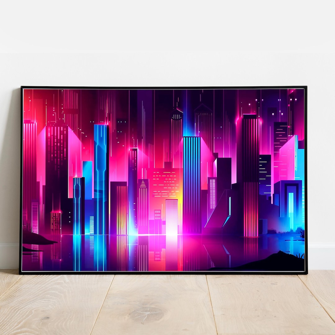 Cyberpunk City Poster, Retrowave Style, Synthwave Poster, Japan City ...