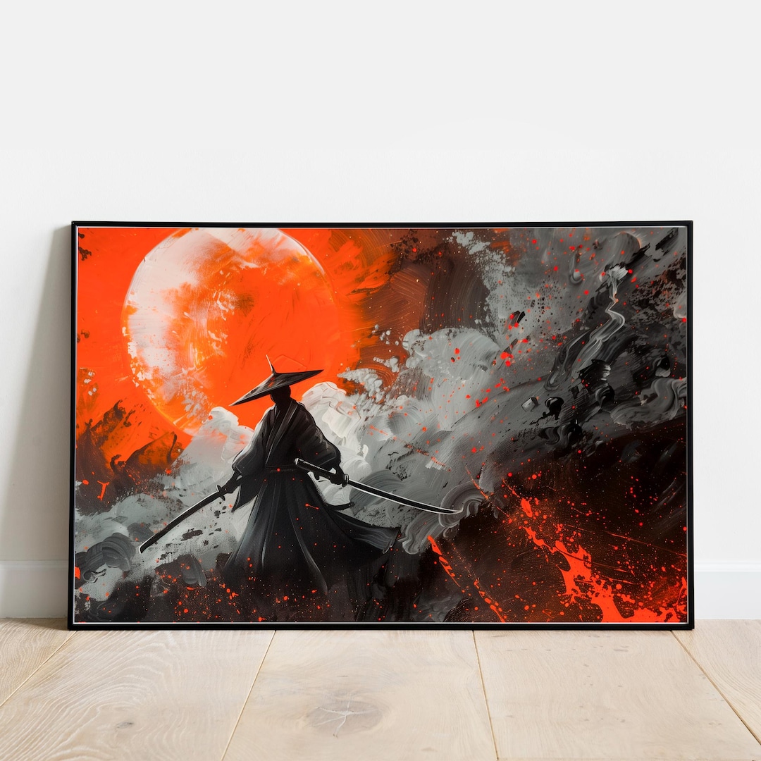 Samurai Poster, Japan Print, Rising Sun, Dark Fantasy, Samurai Canvas ...