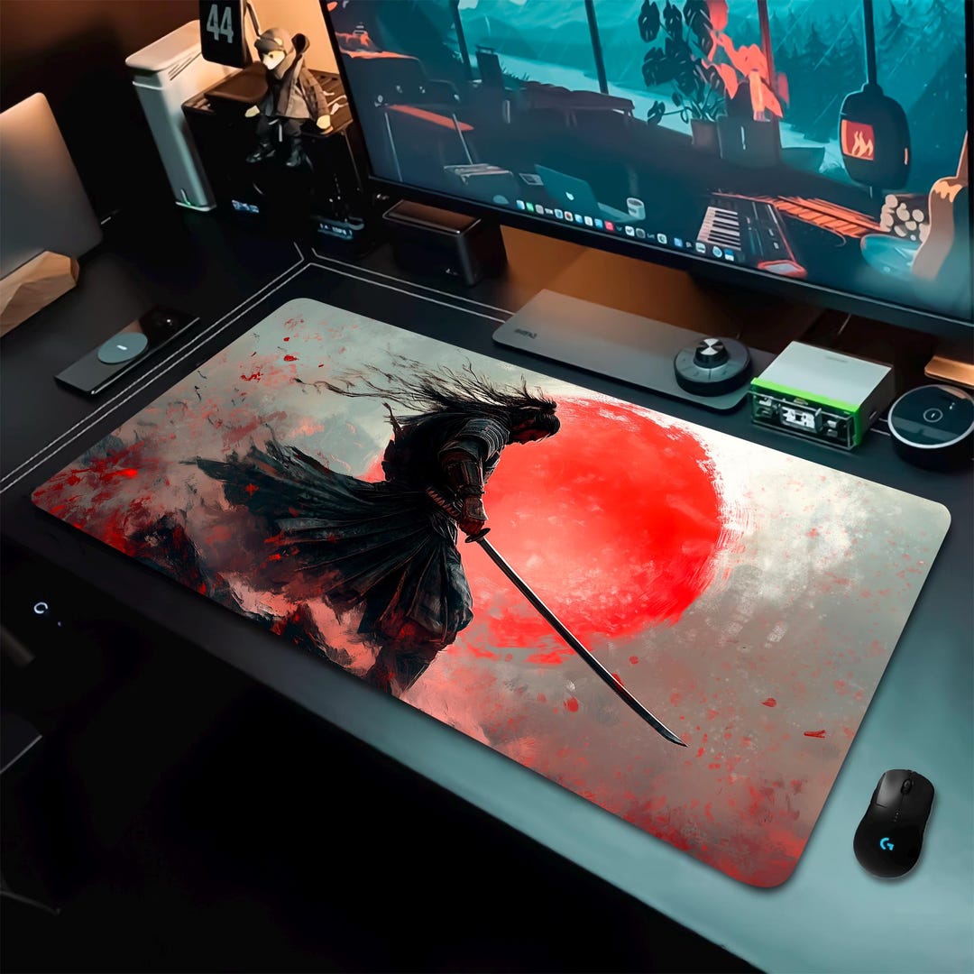 Samurai Gaming Desk Mat, Samurai XL Mouse Pad, Dark Fantasy Mouse Pad ...
