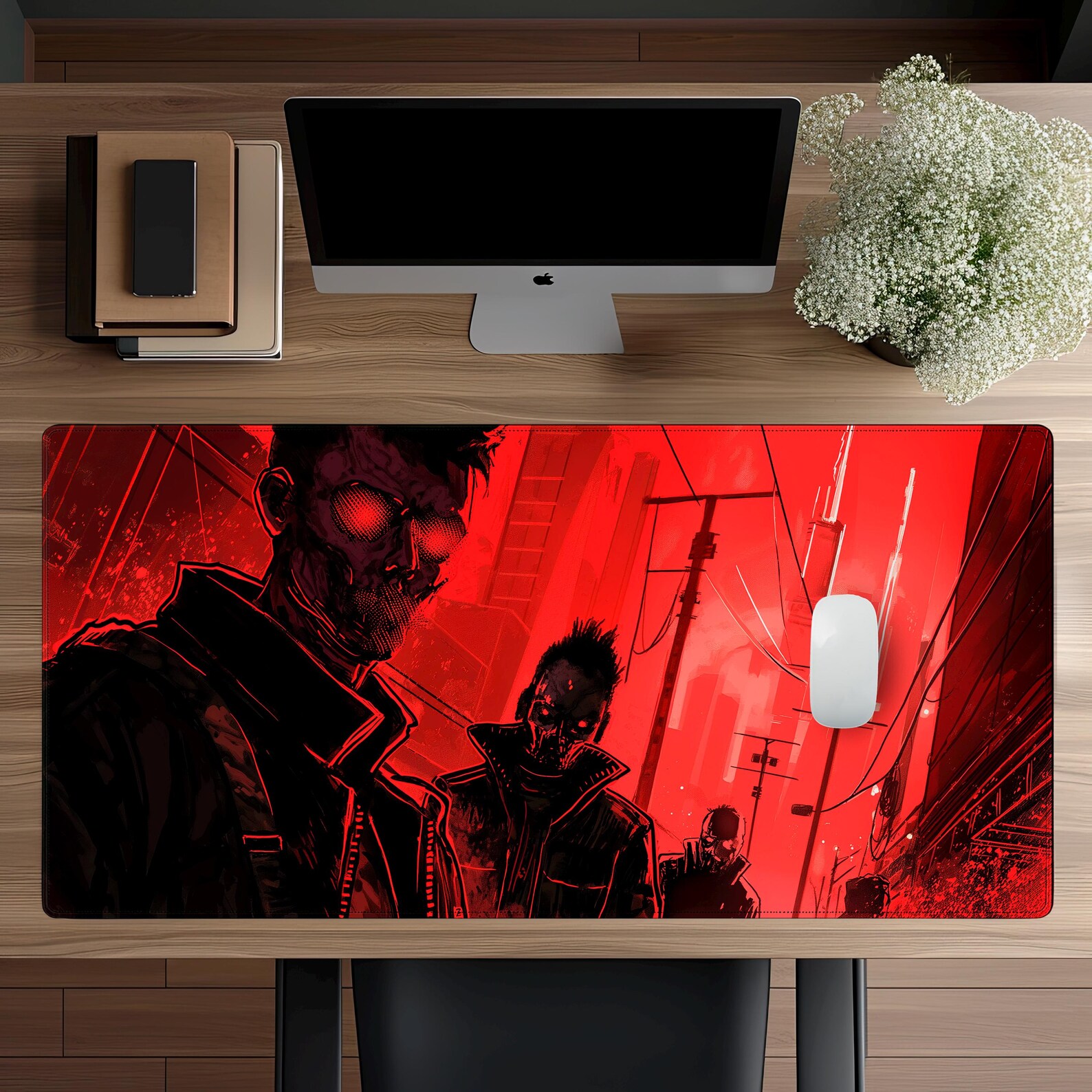 Cyberpunk Zombies Gaming Mouse Pad, Cyberpunk Desk Mat, Retrowave Style ...