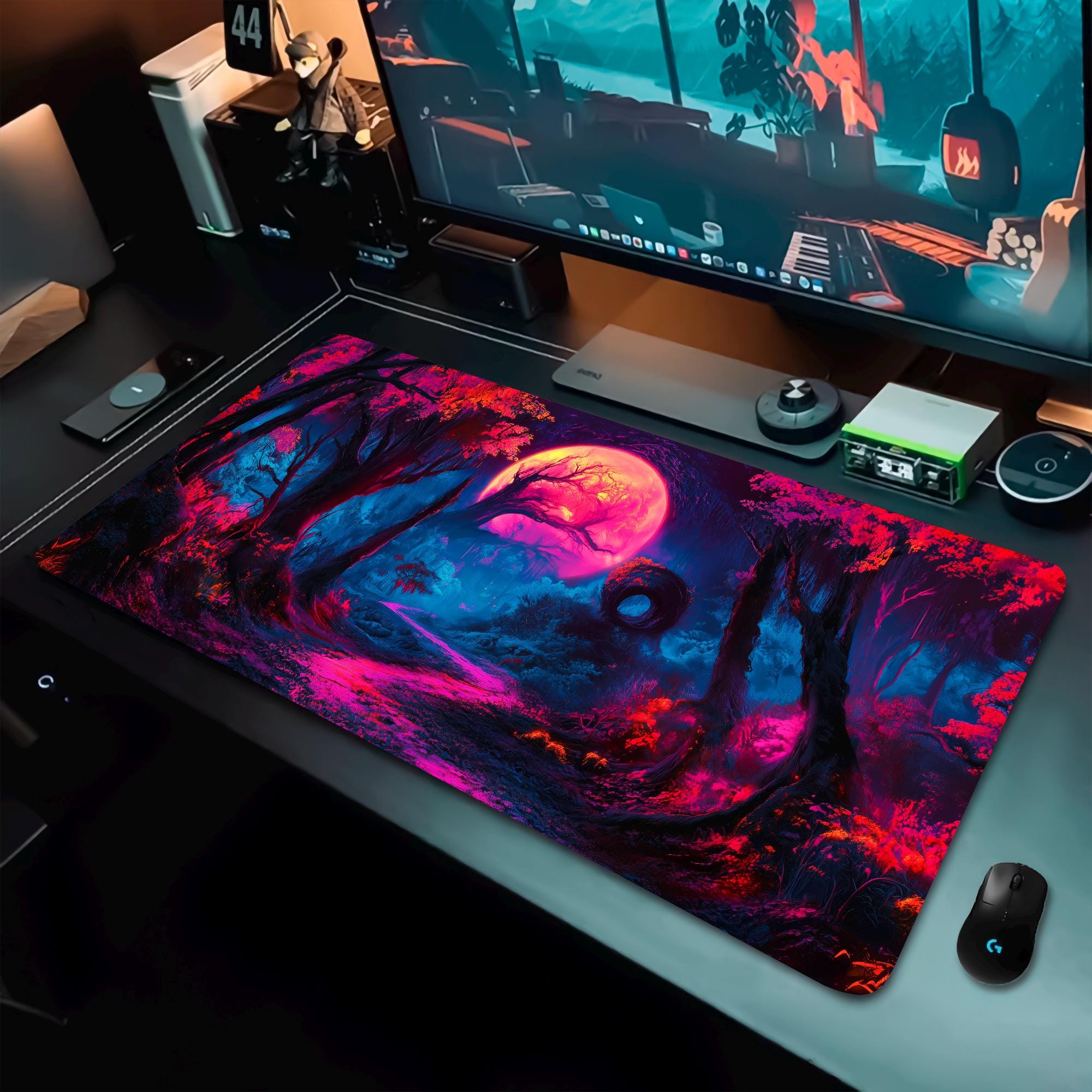 Magical Forest Gaming Desk Mat, Large Mouse Pad, Enchanted Forest ...
