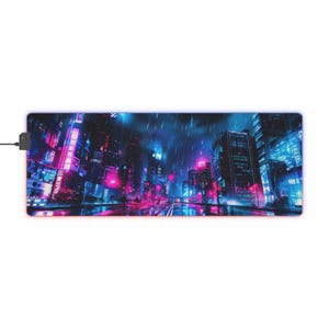 Cyberpunk City LED Gaming Mouse Pad, Cyberpunk Desk Mat, Retrowave ...